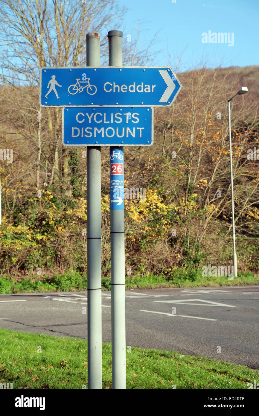 Cycle track sign to the village of cheddar, part of the national cycle ...
