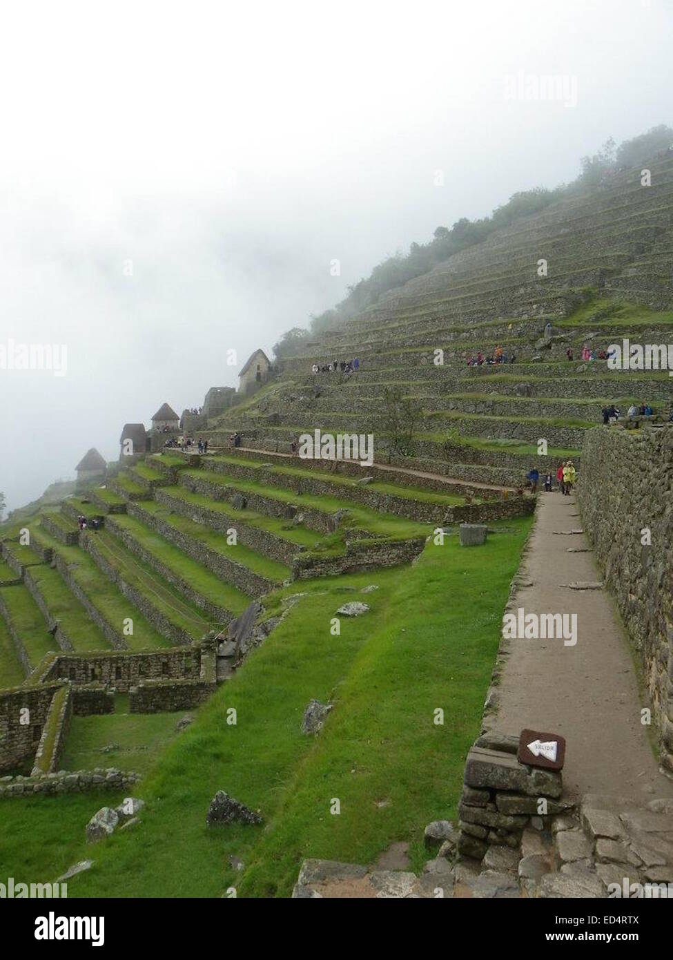 Incan stone buildings and terraces at Machu Picchu, Cusco, Peru Stock ...