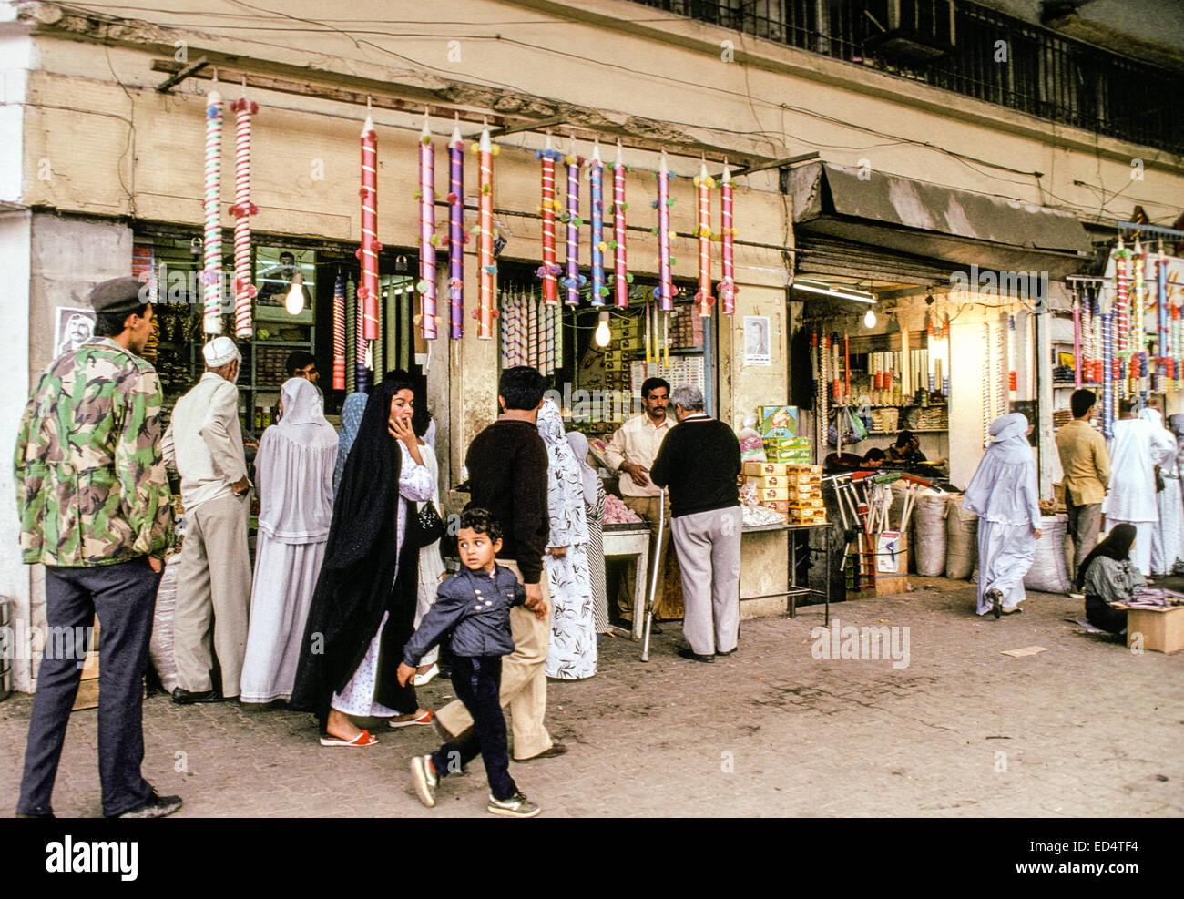 Iraqi people shopping inside the souk, or marketplace, of downtown ...