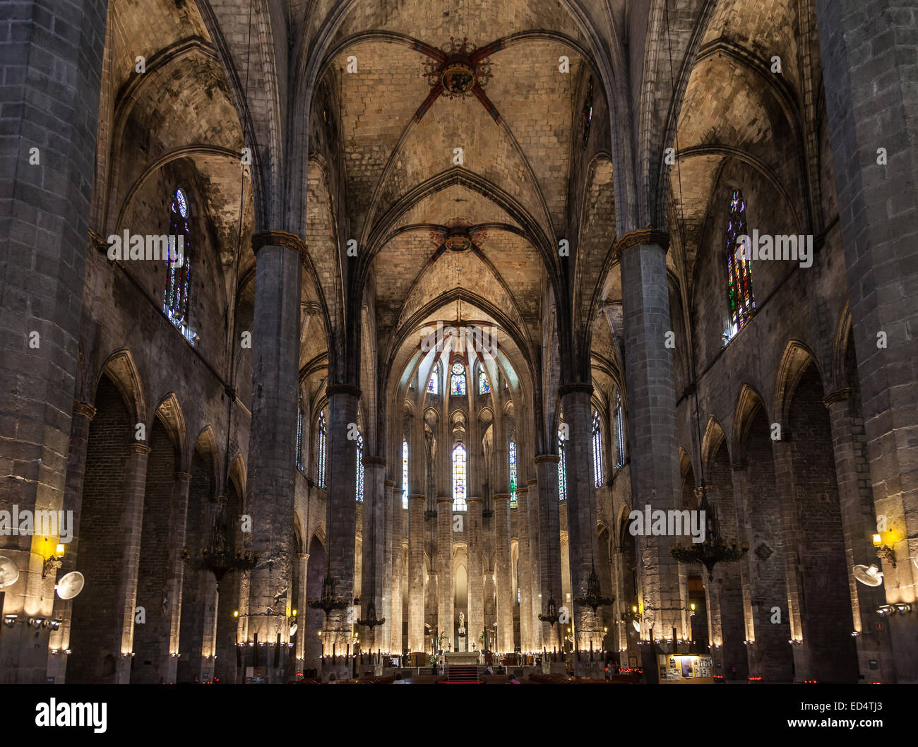 Interior of Santa Maria del Mar, the most beautiful gothic church in ...