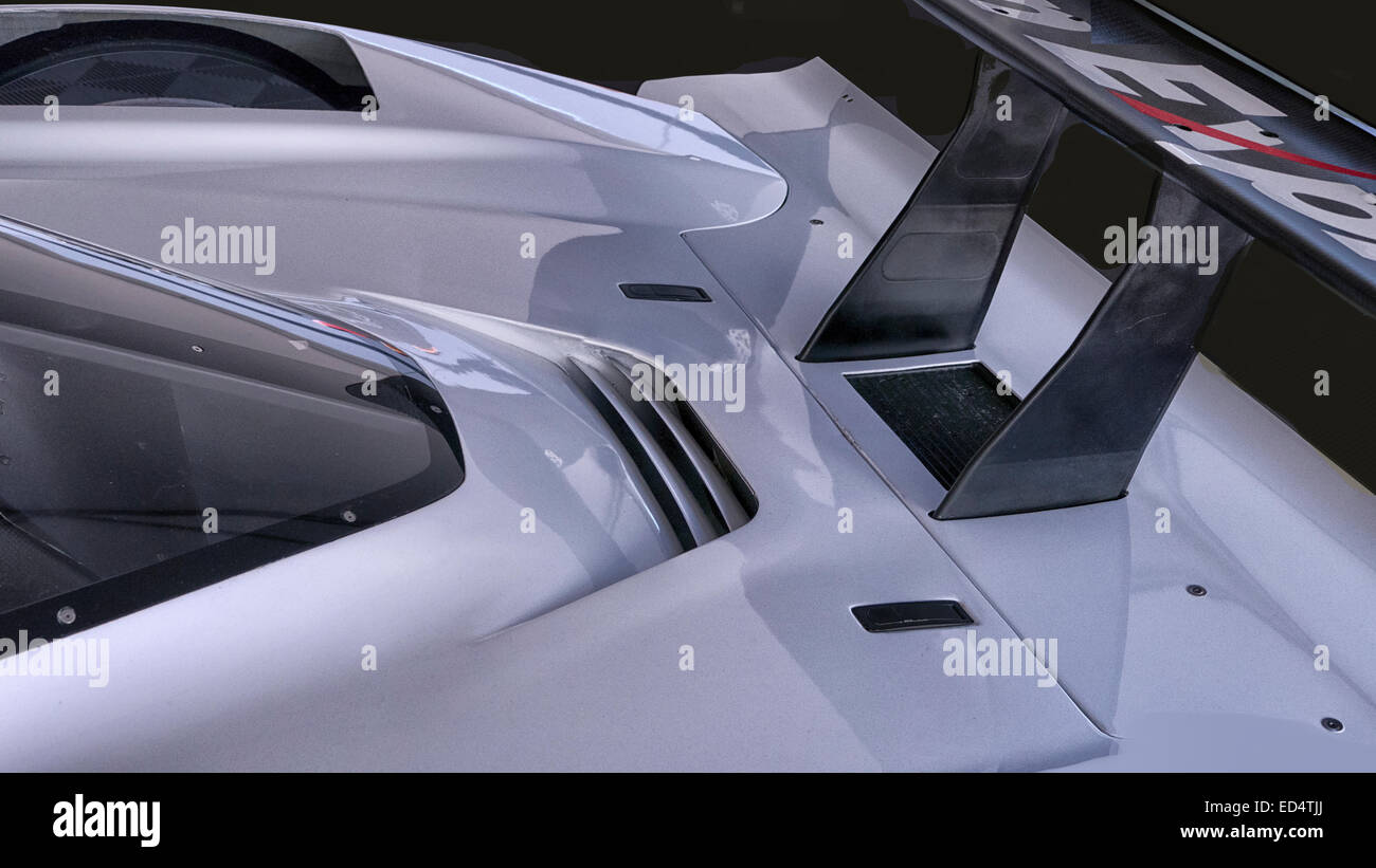 A rear wing and tail section detail image of a Corvette GTP race car ...