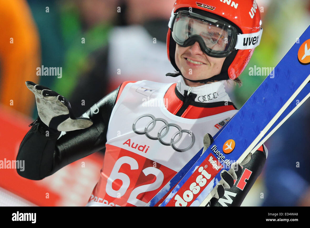 Oberstdorf, Germany. 27th Dec, 2014. Germany's Richard Freitag smiles ...