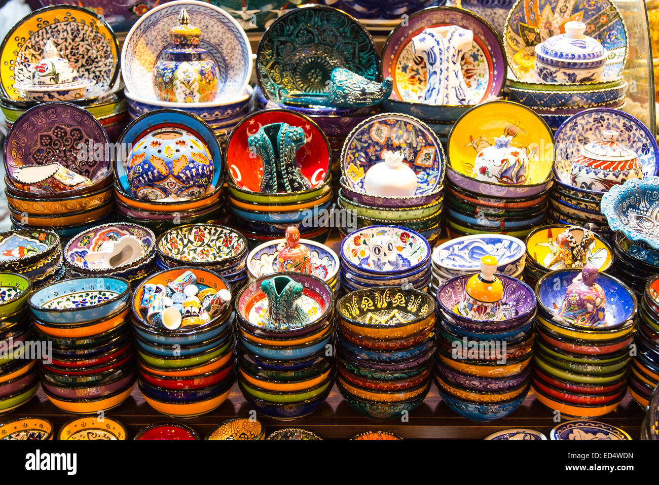 Turkish Ceramic Plates in Spice Bazaar, Istanbul City, Turkey Stock ...