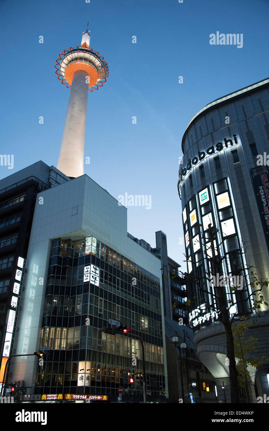 Kyoto Tower and Yodabashi Camera in central Kyoto, Japan Stock Photo ...