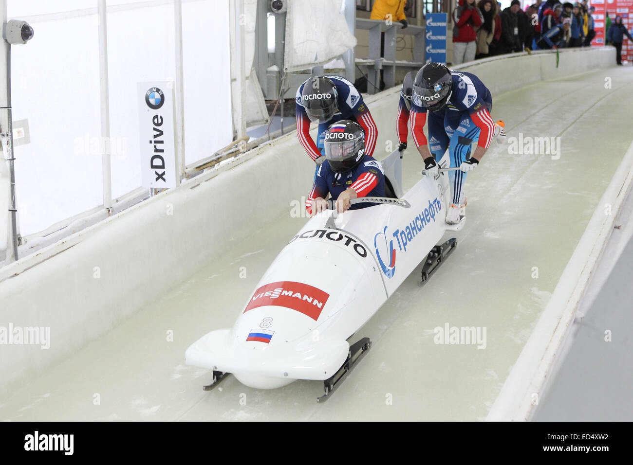 Lake Placid, NY, USA. 13th Dec, 2014. The Russia 1 bobsled driven by ...