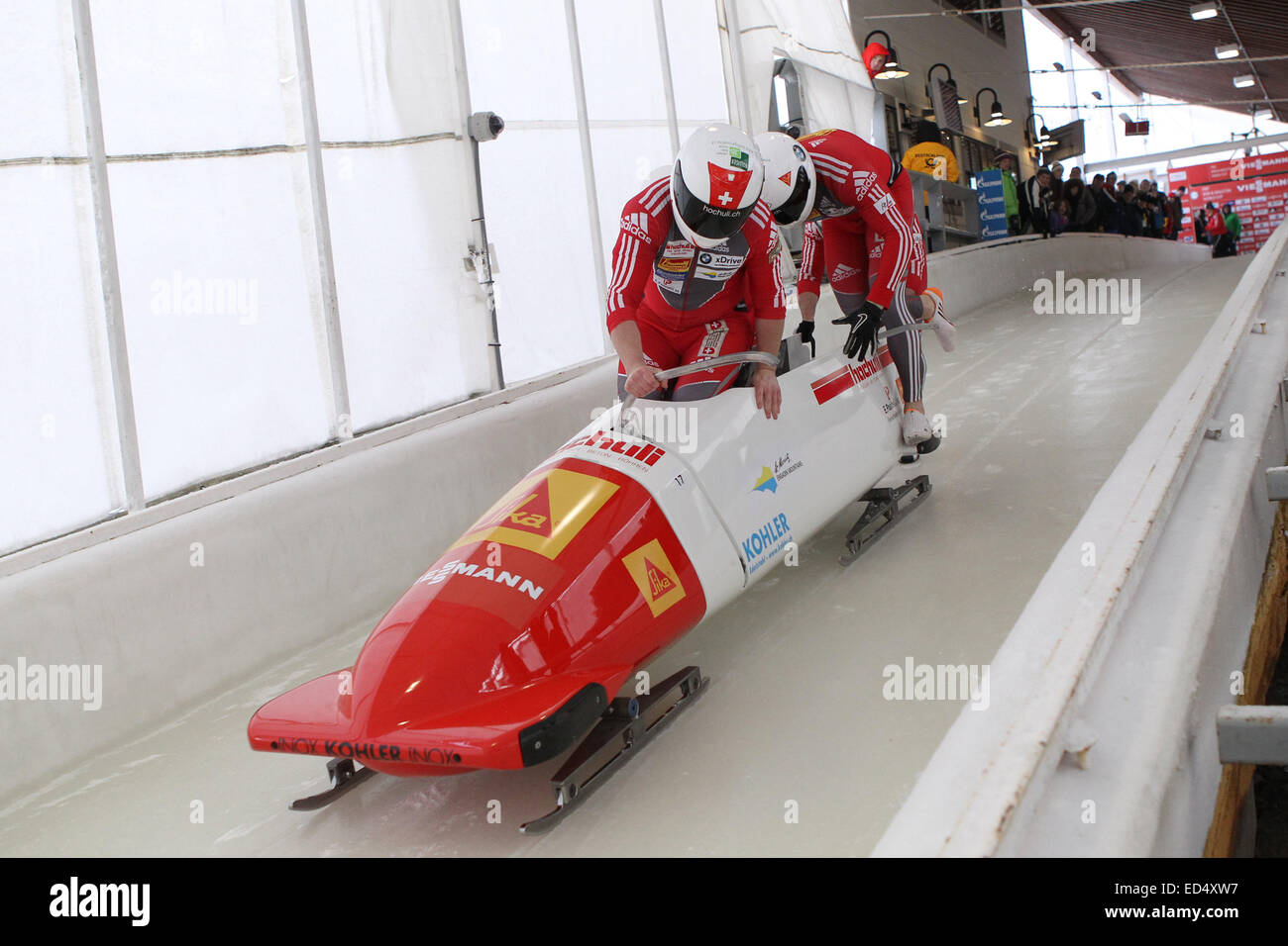 Lake Placid, NY, USA. 13th Dec, 2014. The Swiss 1 bobsled driven by ...