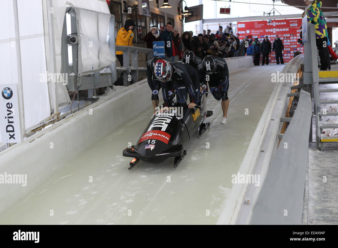 Lake Placid, NY, USA. 13th Dec, 2014. The USA 2 bobsled driven by Nick ...