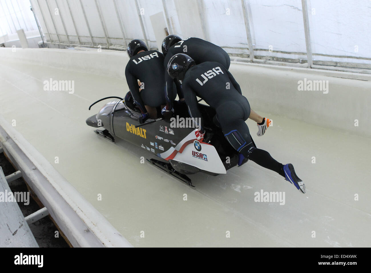 Lake Placid, NY, USA. 13th Dec, 2014. The USA 2 bobsled driven by Nick ...