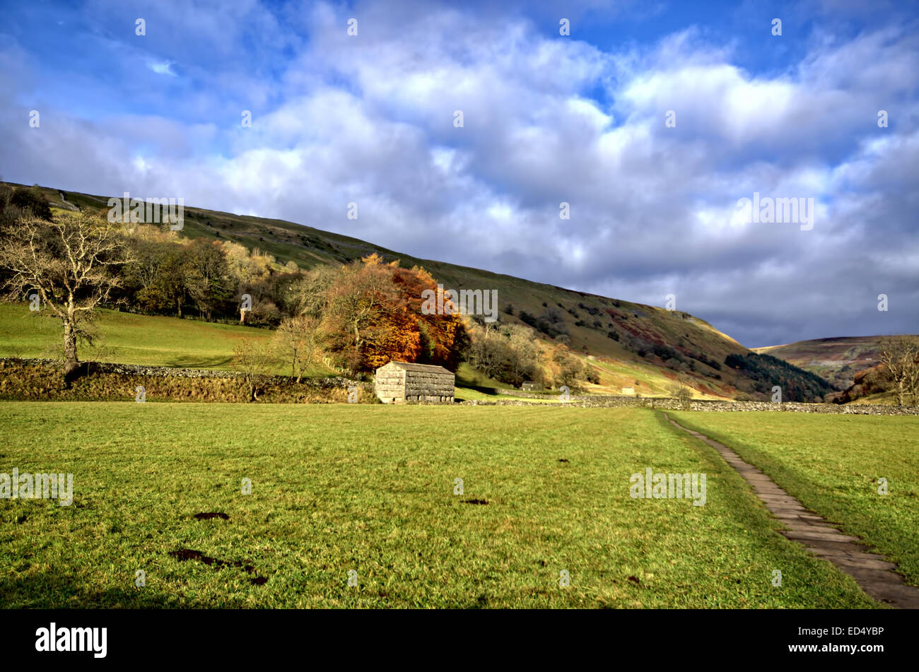The stunning views through the meadows at Muker in Swaledale in the ...