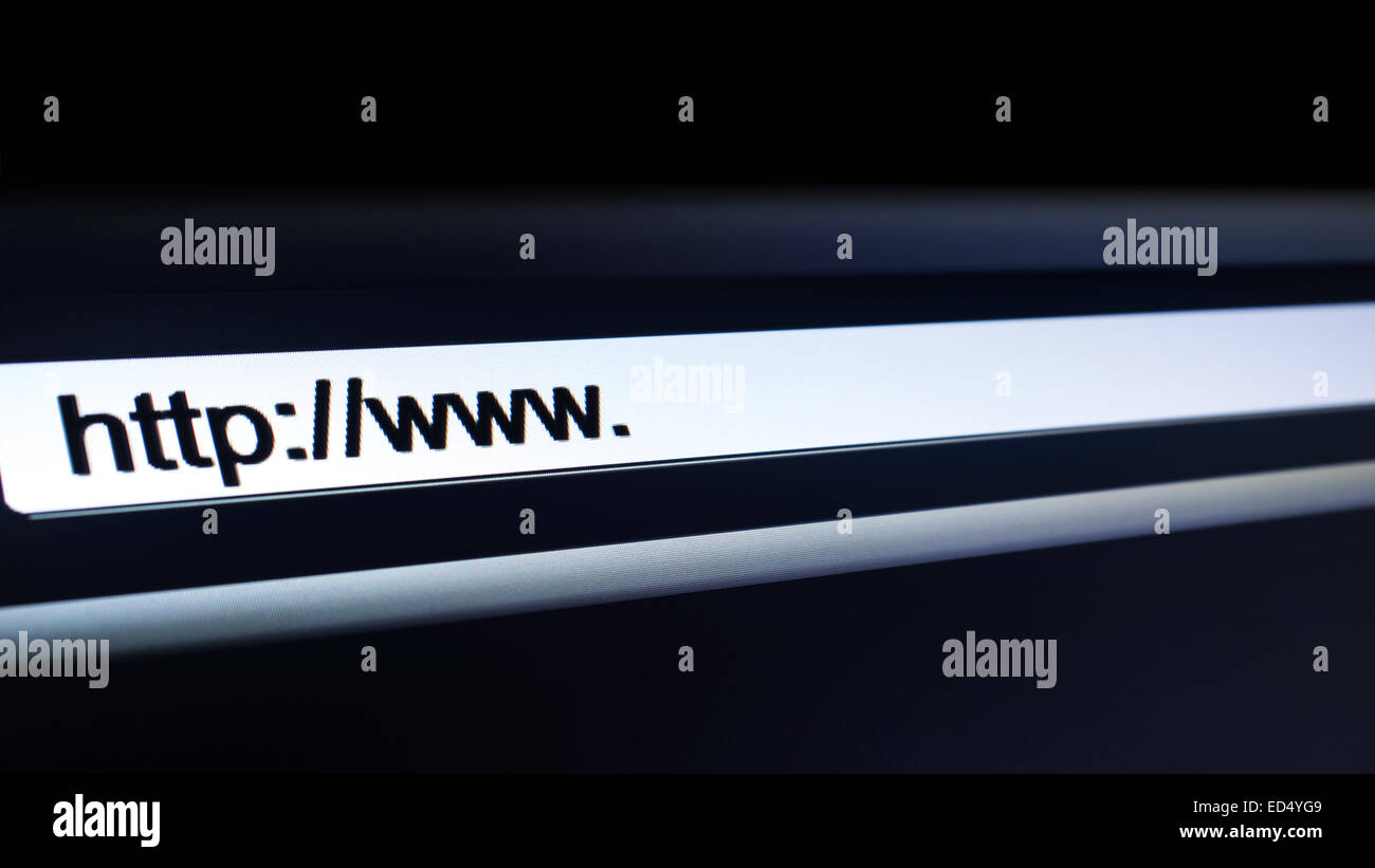 internet browser, typing http, www., led screen Stock Photo - Alamy