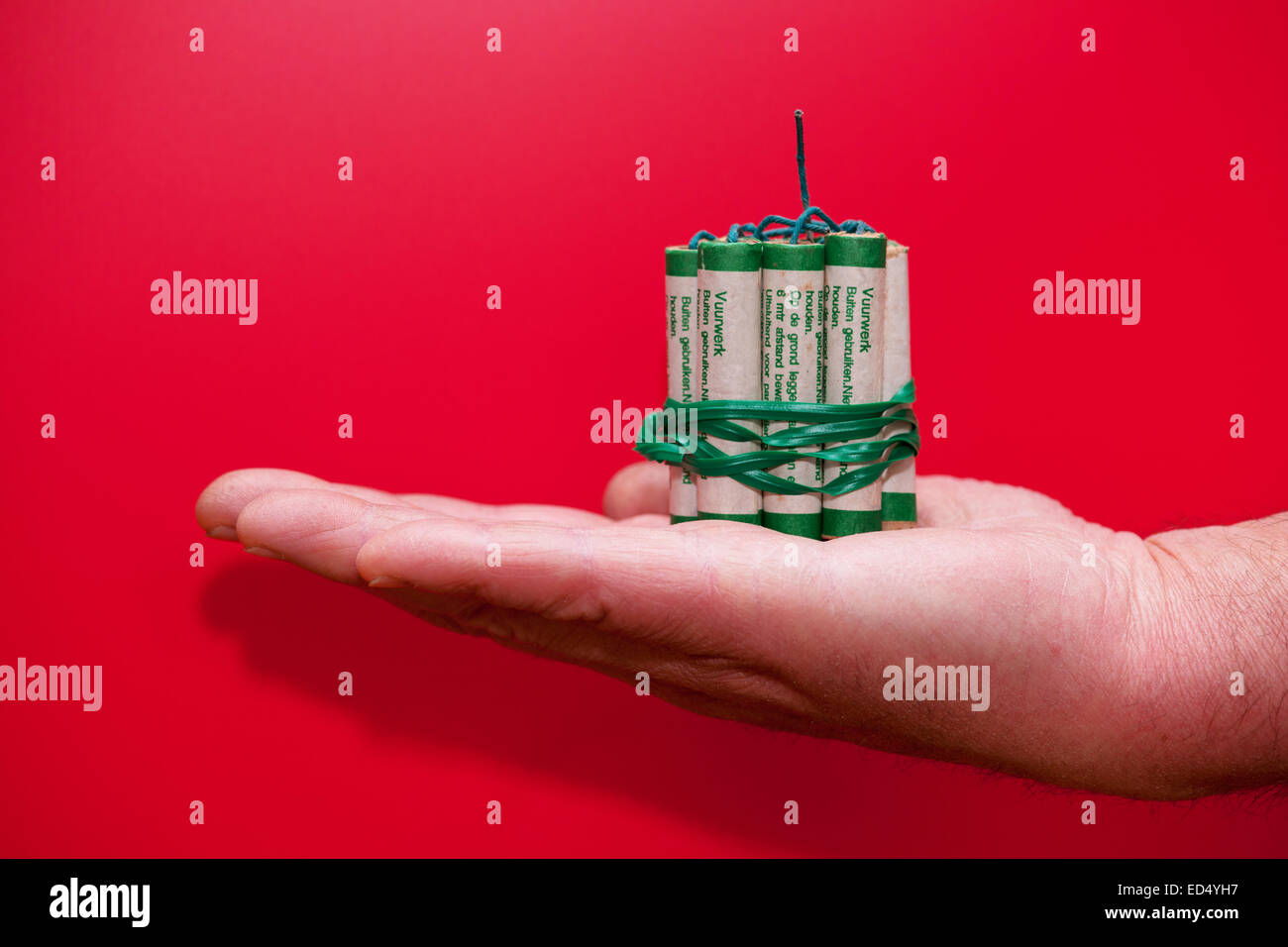 homemade firework bomb made of firecrackers tied together Stock Photo ...