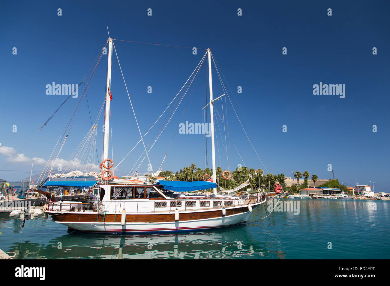 Sailboat Datca Town Aegean Coast Turkey Stock Photo - Alamy