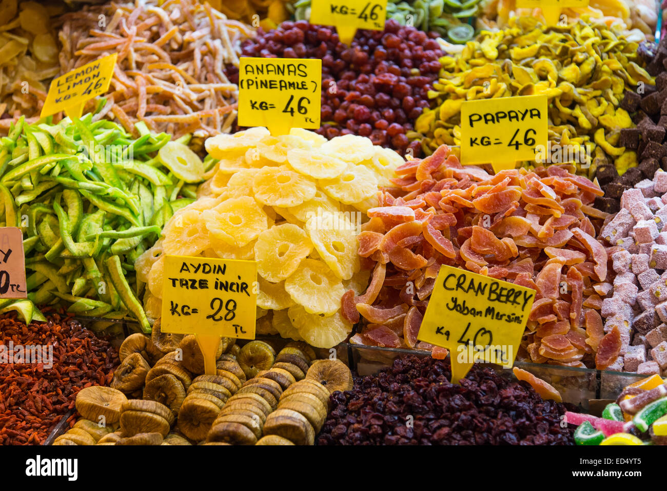 Dry fruits in Spice Bazaar, Istanbul, Turkey Stock Photo - Alamy