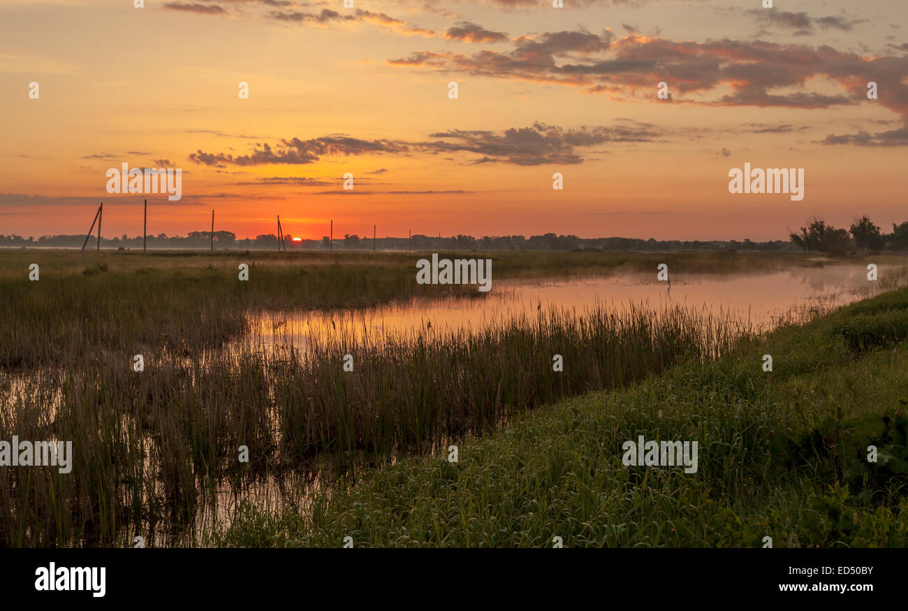 landscape sunset on the river, nature, spring Stock Photo - Alamy