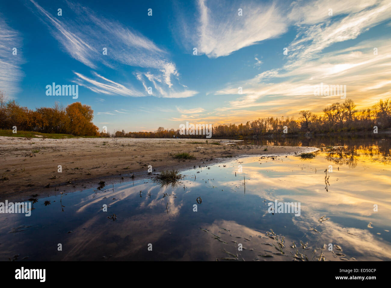 landscape sunset on the river, nature, spring Stock Photo - Alamy
