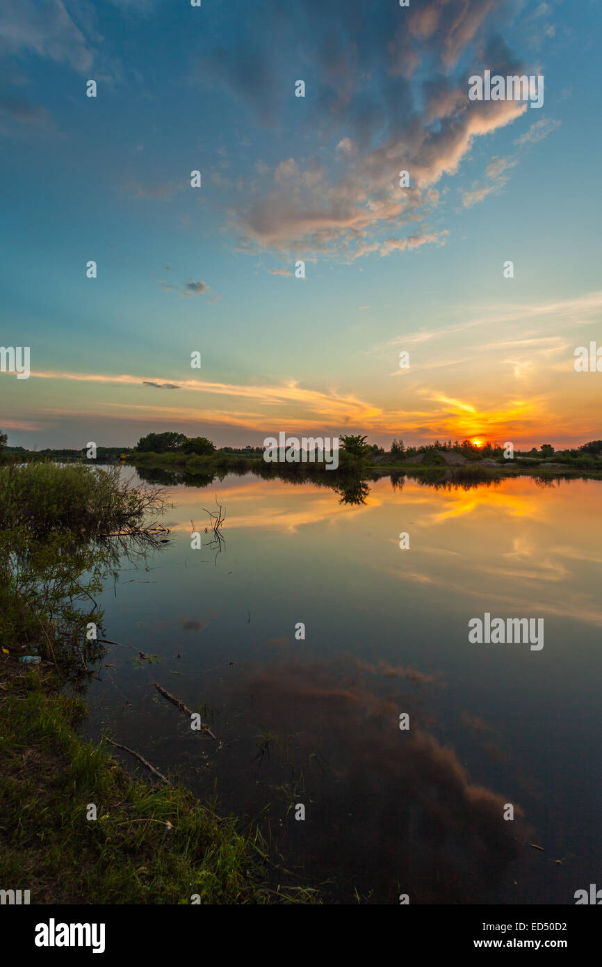 landscape sunset on the river, nature, spring Stock Photo - Alamy