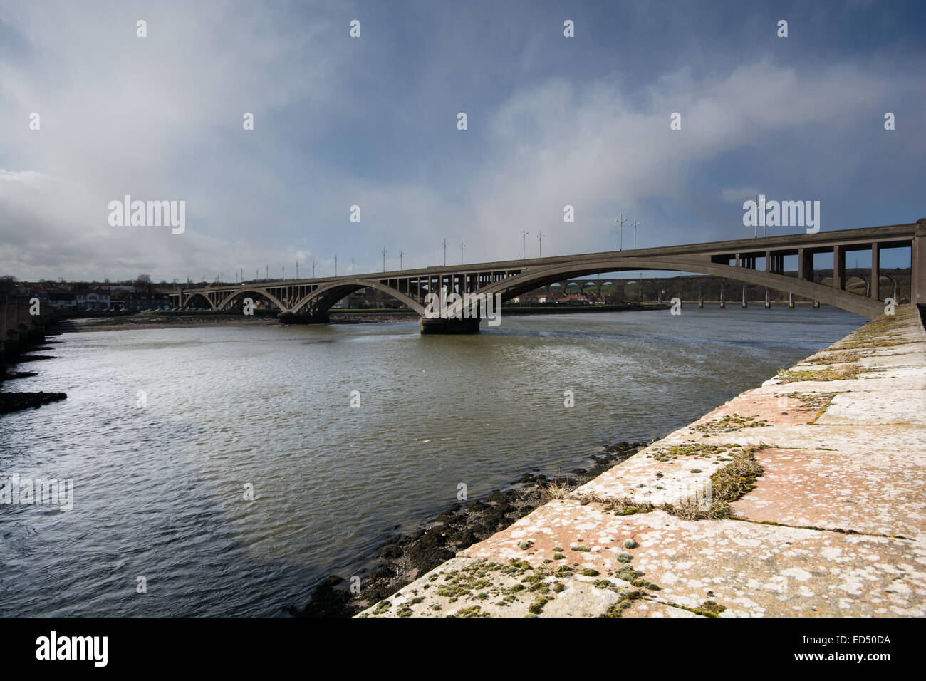 The views looking up the River Tweed at Berwick Upon Tweed Stock Photo ...