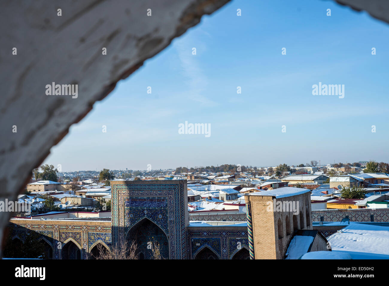 View of Registan and city from the top of Tylia-Kori Madrasah ...