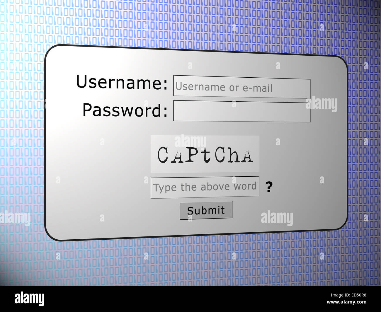 Captcha words for human security login Stock Photo - Alamy
