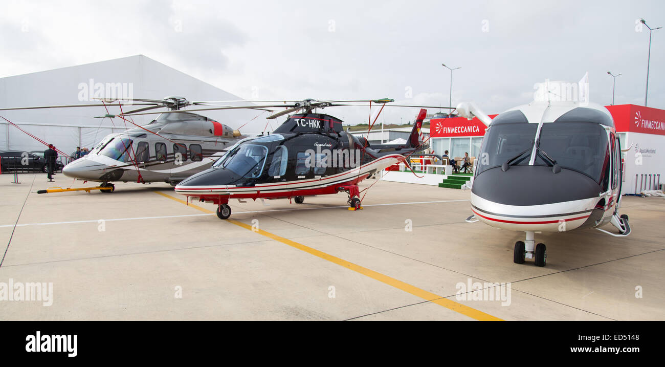 ISTANBUL, TURKEY - SEPTEMBER 27, 2014: Helicopters in Istanbul Airshow ...