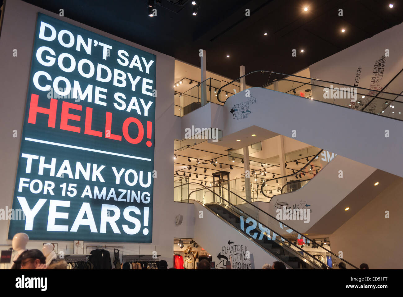 New York, USA. 27th Dec, 2014. A giant illuminated sign in the H&M ...