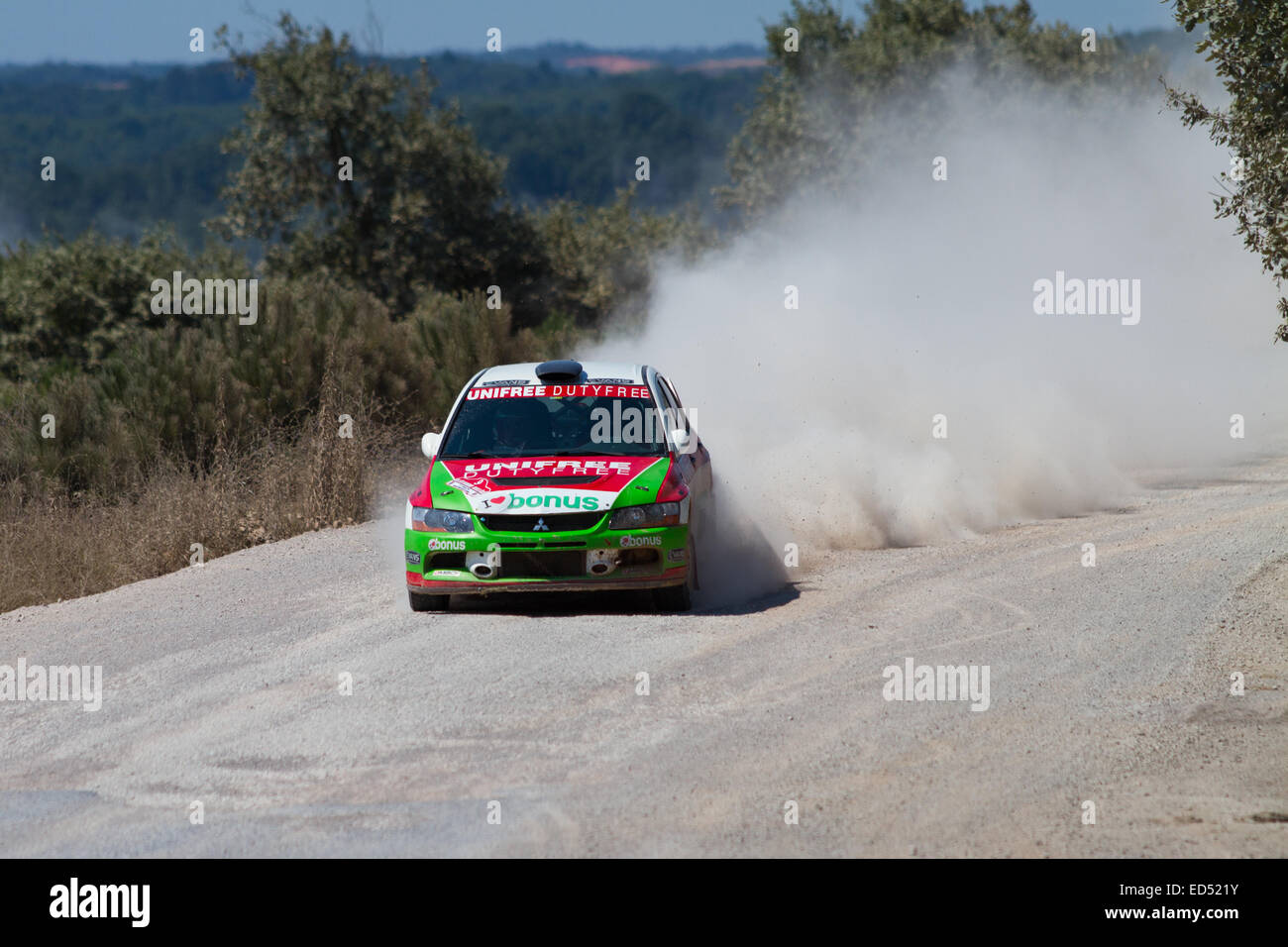 ISTANBUL, TURKEY - JULY 13, 2014: Ercan Kazaz drives Mitsubishi Lancer ...