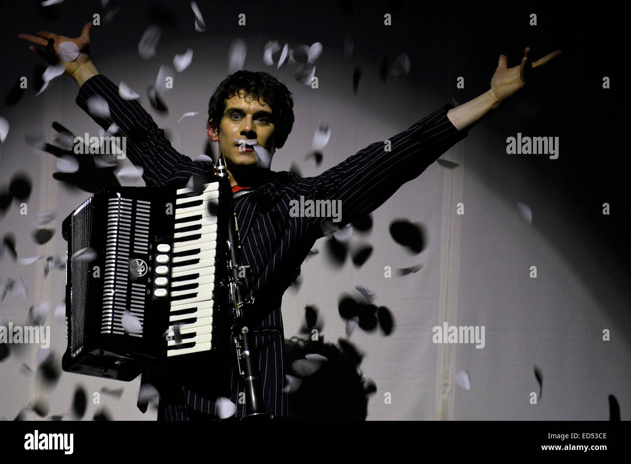 Famous magician Xavier Mortimer doing magic trick on stage Stock Photo ...