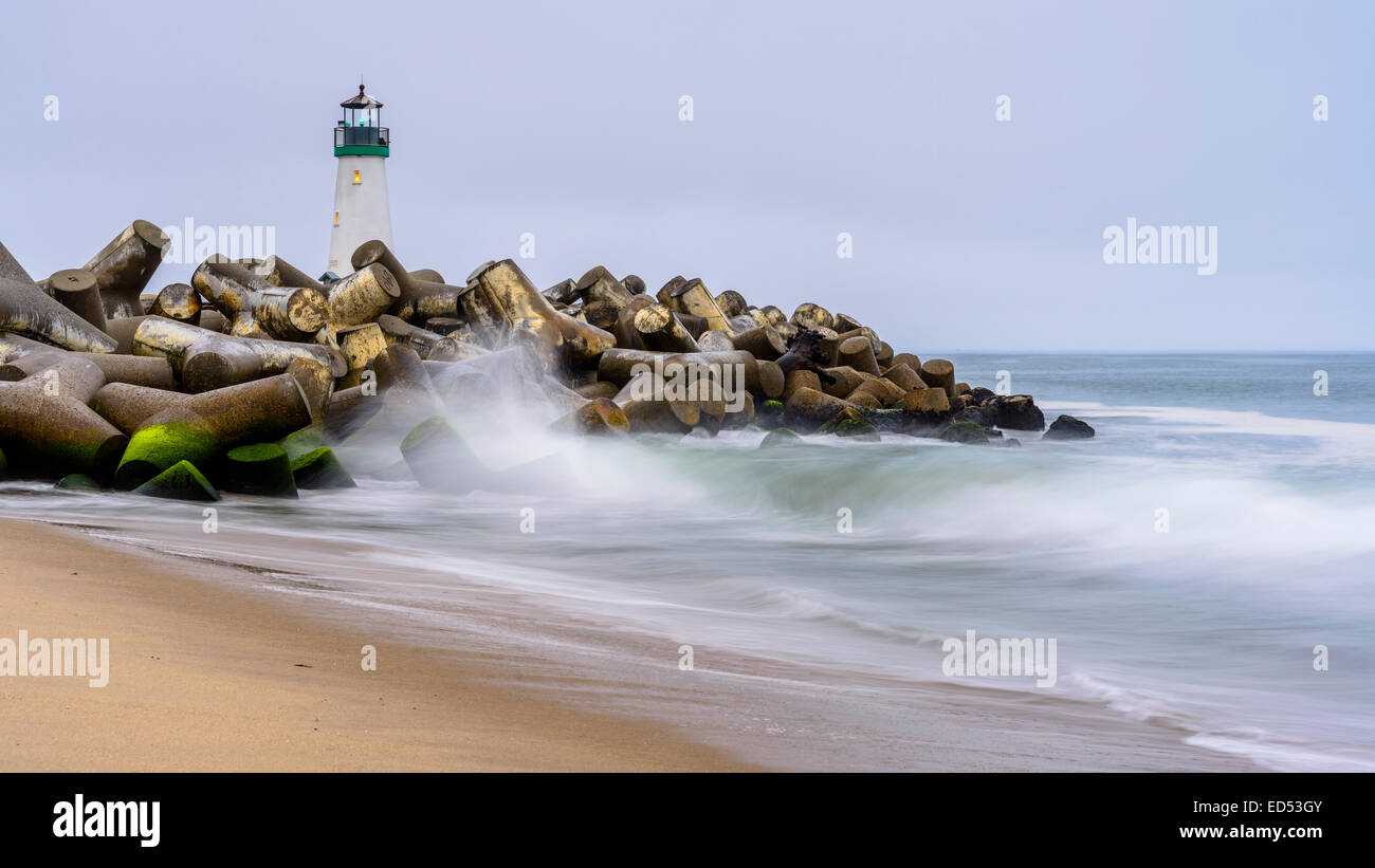 Santa Cruz Breakwater Lighthouse Stock Photo - Alamy