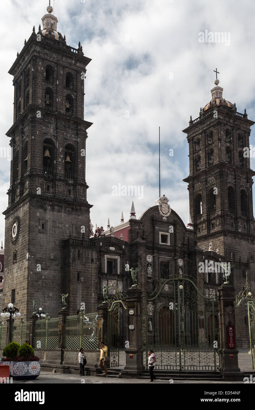 Cathedral of Puebla, a 16th century, Roman Catholic Church, in Puebla ...