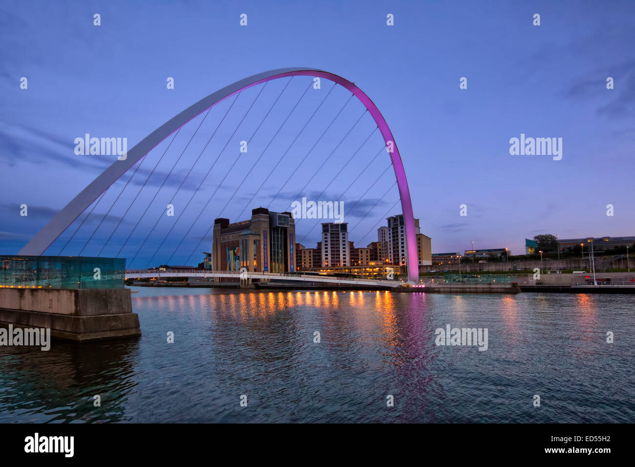 The Gateshead Millennium Bridge as seen from Newcastle Quays Stock ...