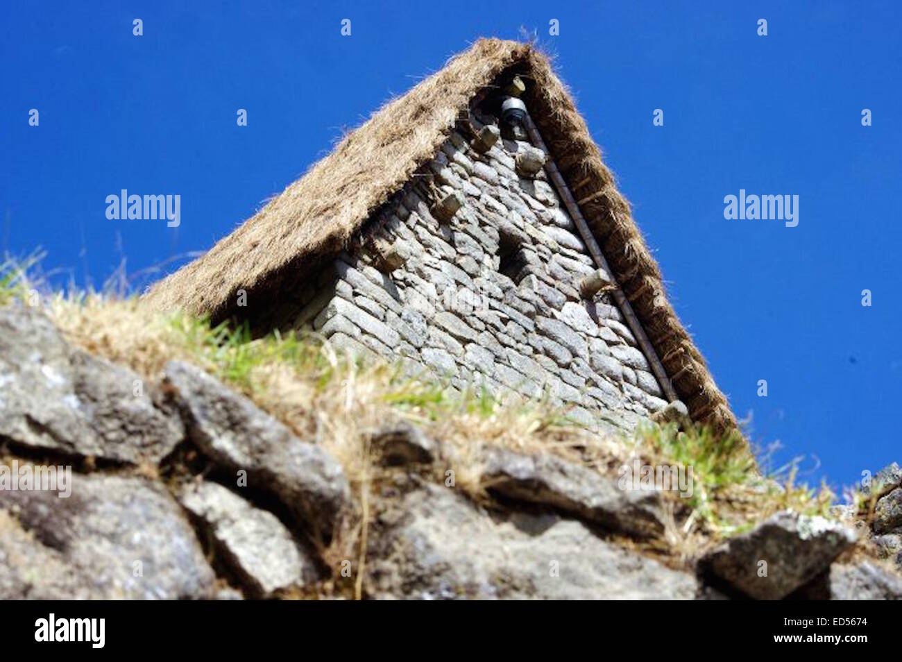 Incan stone buildings and terraces at Machu Picchu, Cusco, Peru Stock ...