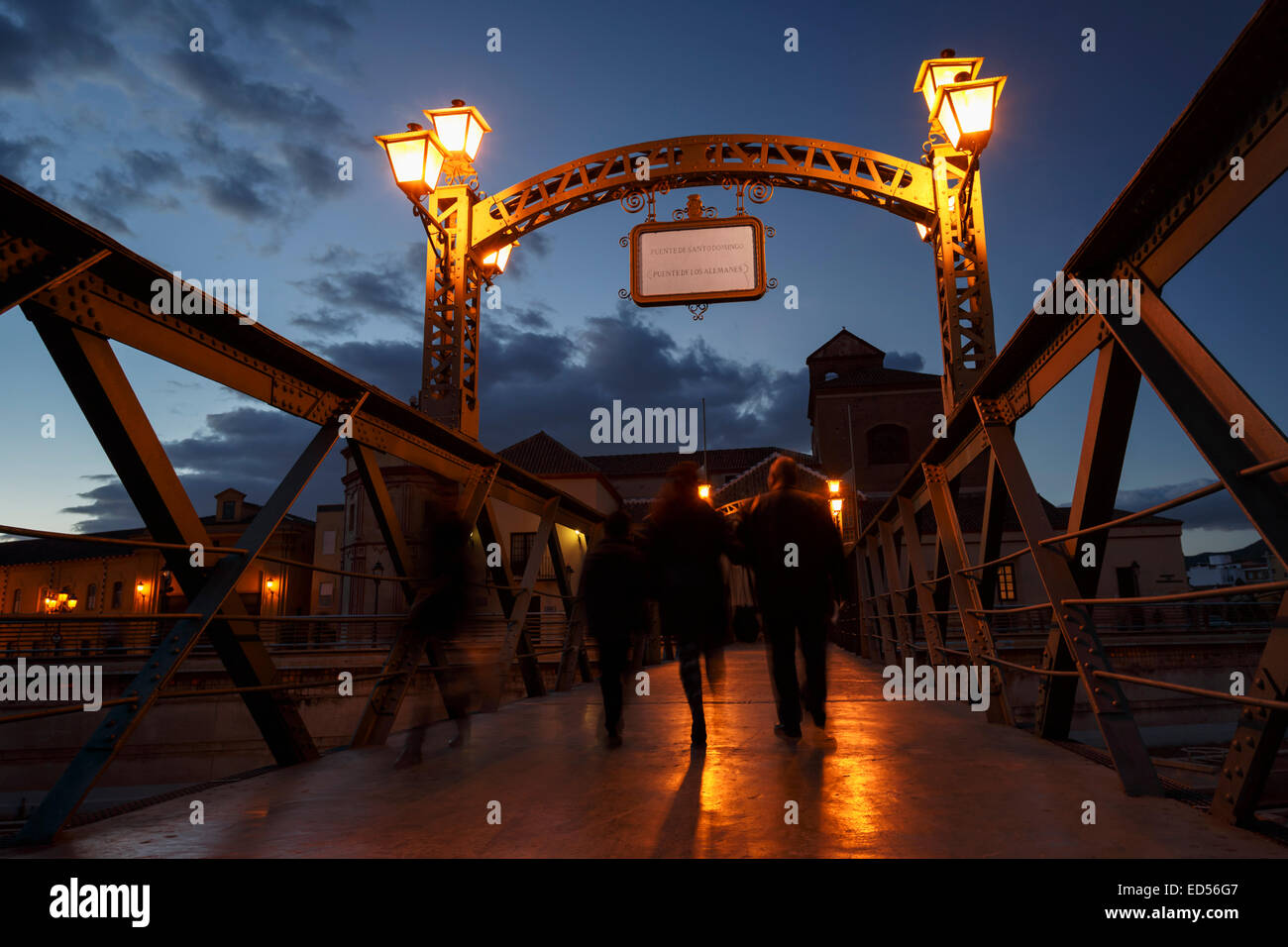 The Bridge of Santo Domingo at dusk, Malaga, Andalusia, Spain Stock ...
