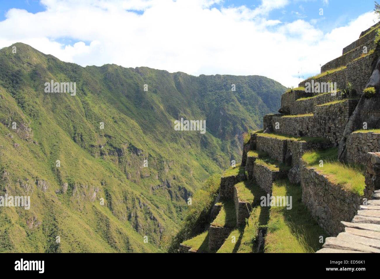 Incan stone buildings and terraces at Machu Picchu, Cusco, Peru Stock ...