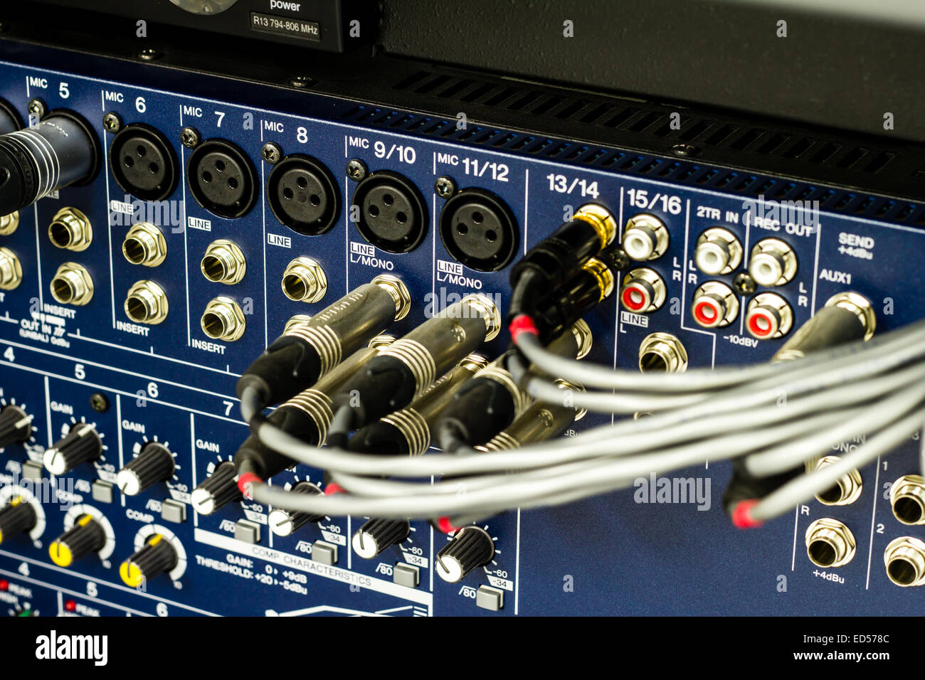 Audio connectors on a sound mixer panel Stock Photo - Alamy