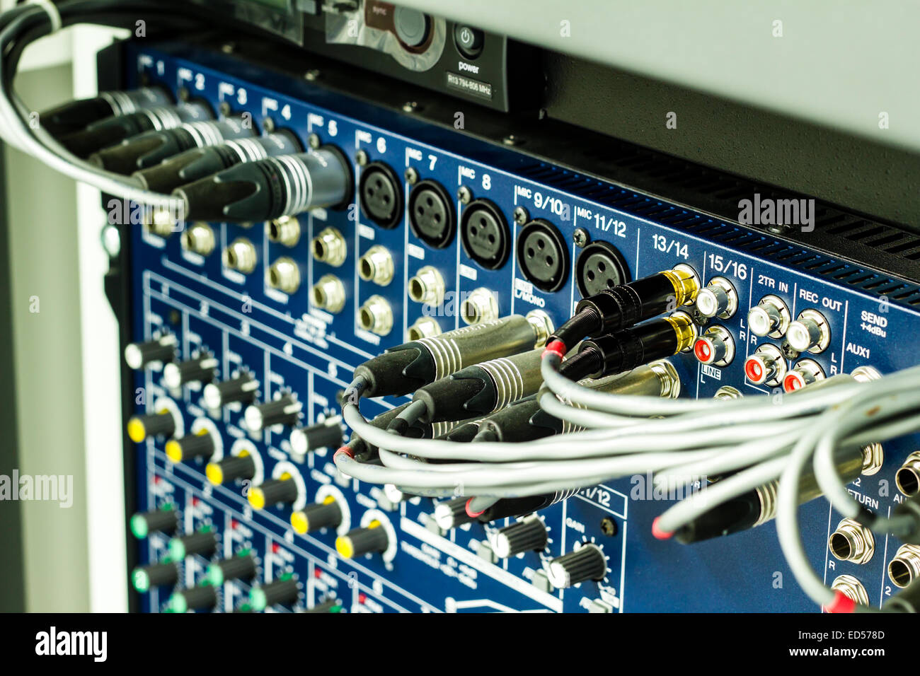 Audio connectors on a sound mixer panel Stock Photo - Alamy