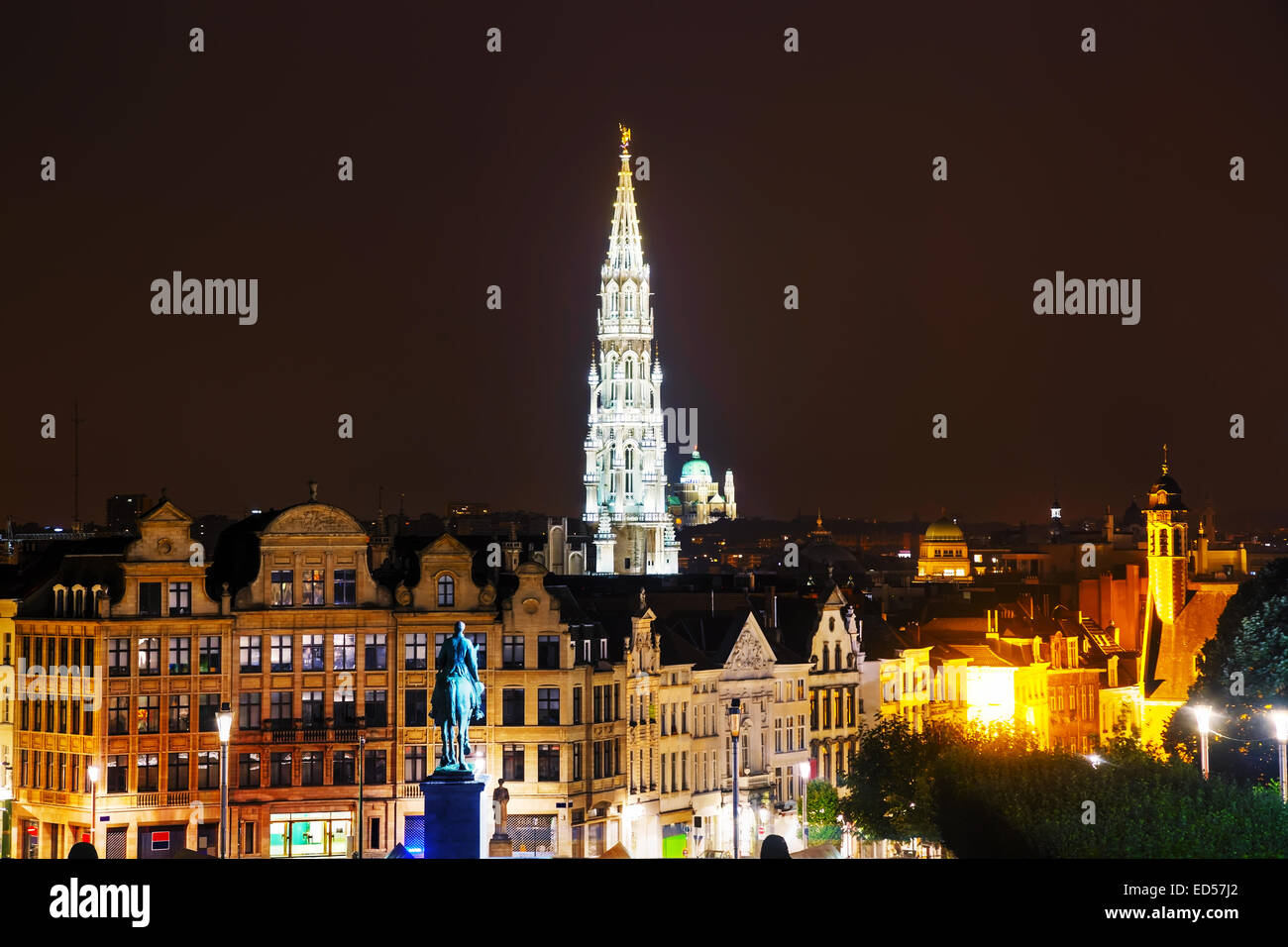 Overview of Brussels, Belgium in the evening Stock Photo - Alamy