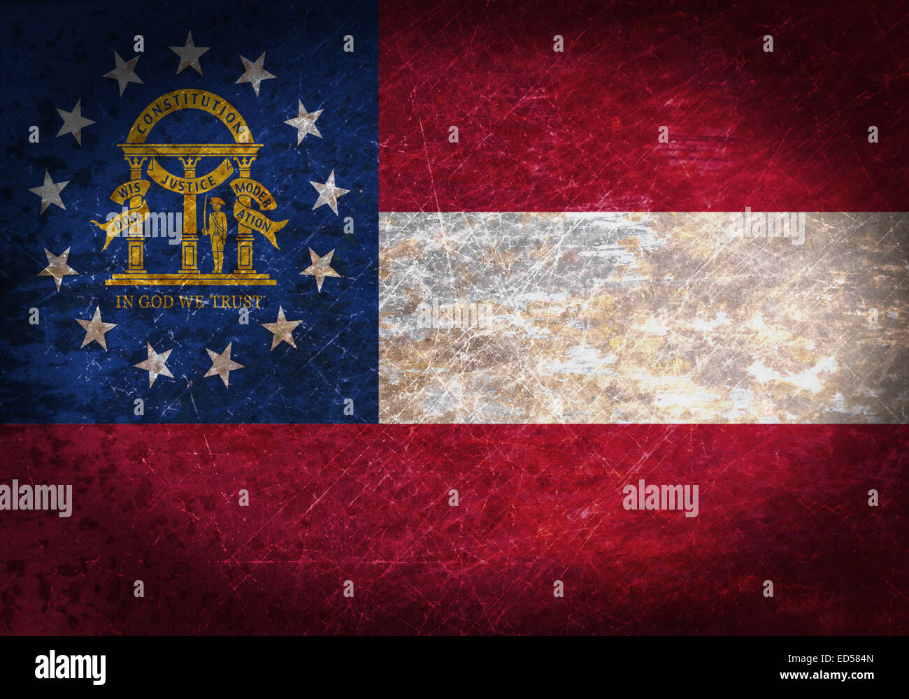 Old rusty metal sign with a flag - Georgia Stock Photo - Alamy
