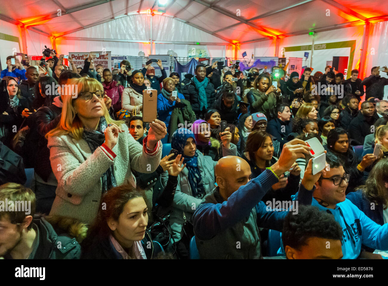 Crowd audience watching show teenagers students inside woman hi-res ...