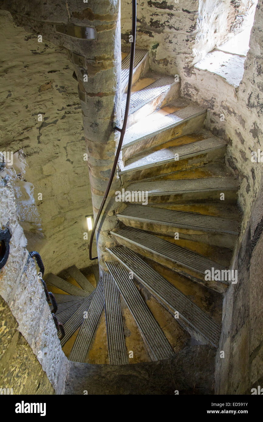 Spiral staircase in the belfry tower Stock Photo - Alamy