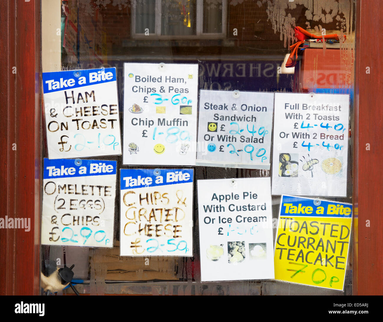 Meals available in café, Rochdale, Lancashire, England UK Stock Photo ...
