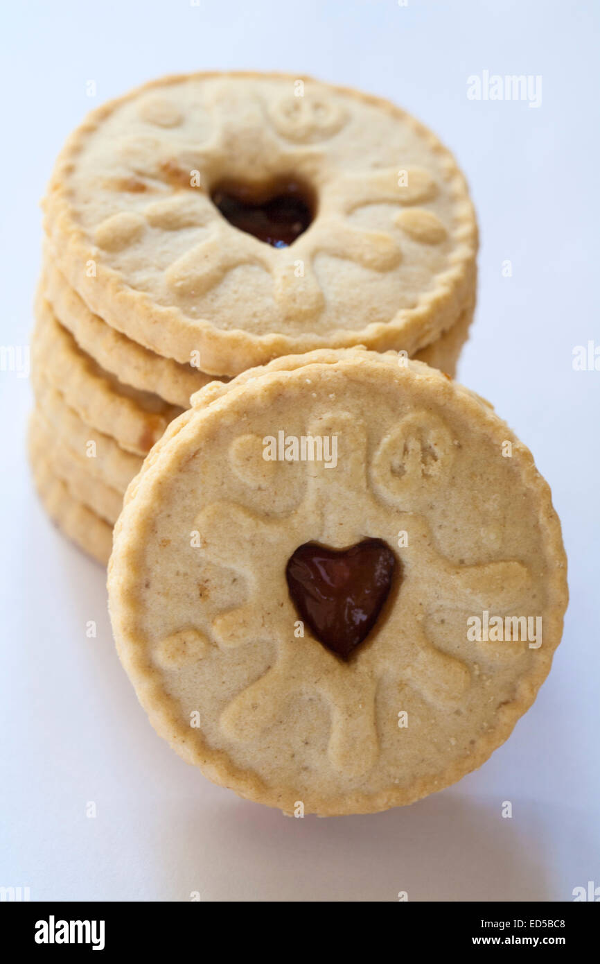 pile of caramel toffee dodgers biscuits isolated on white background ...