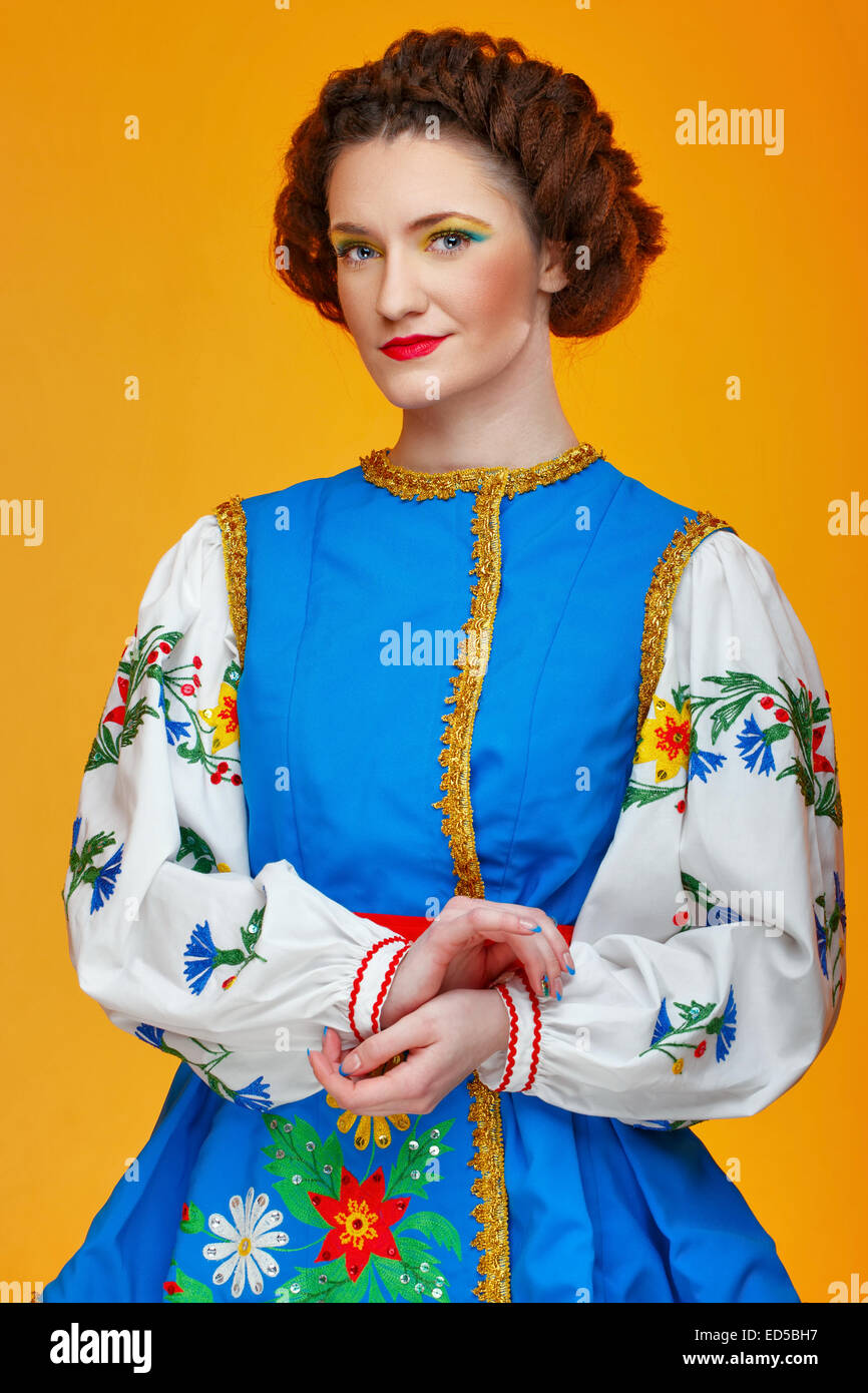 The girl in national costume in Eastern Europe Stock Photo - Alamy