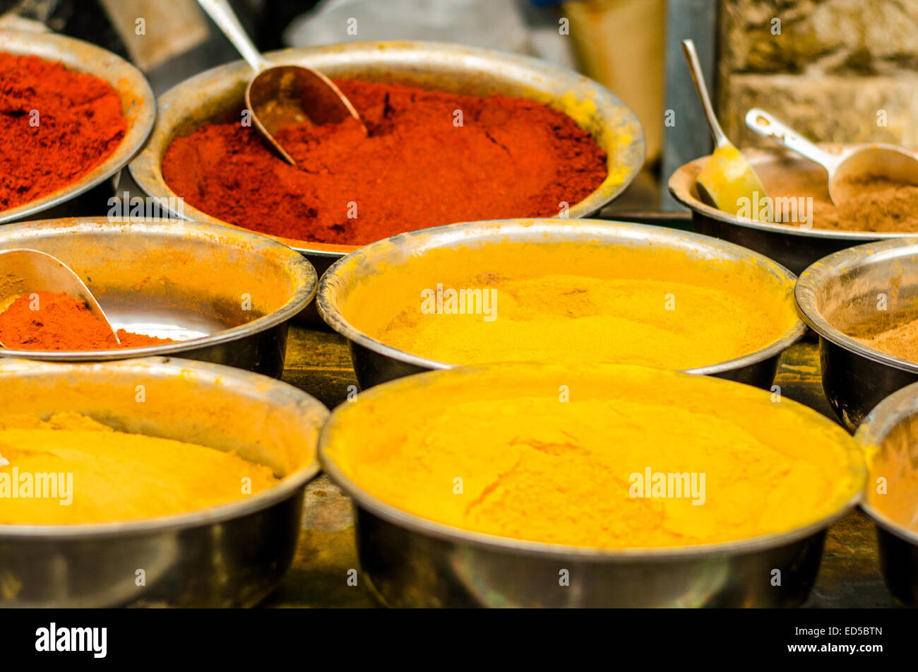 Typical Middle-eastern spices seen at a local market in Jerusalem Stock ...