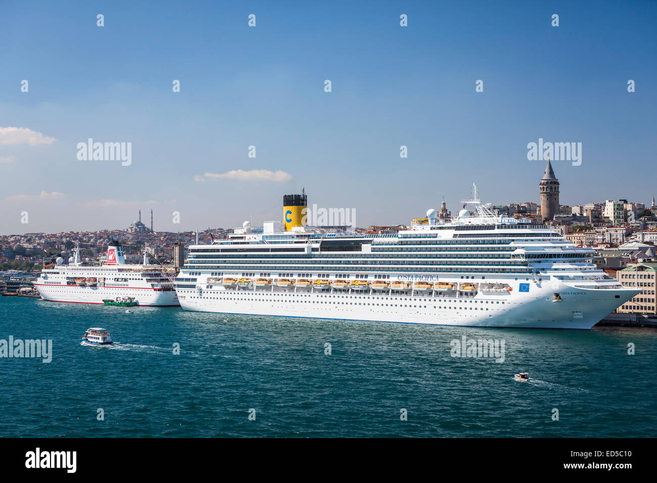 The Karakoy port of Istanbul with the Costa Pacfica cruise ship at the ...
