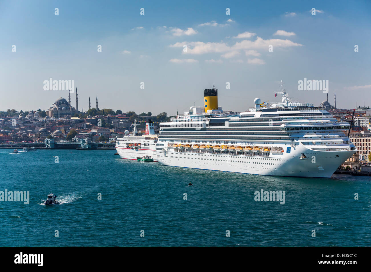 The Karakoy port of Istanbul with the Costa Pacfica cruise ship at the ...