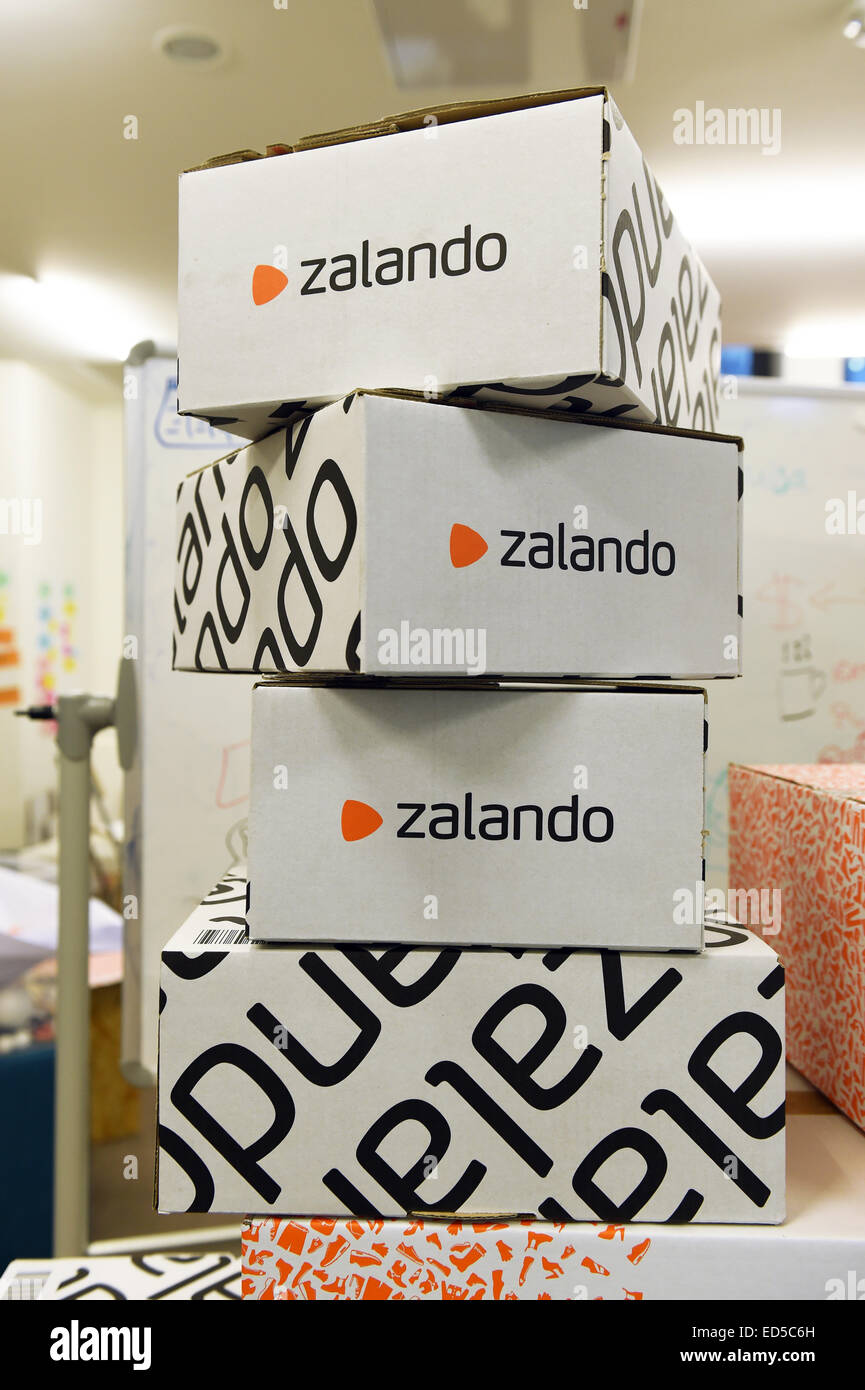 Berlin, Germany. 18th Dec, 2014. Parcels with the logo of online ...