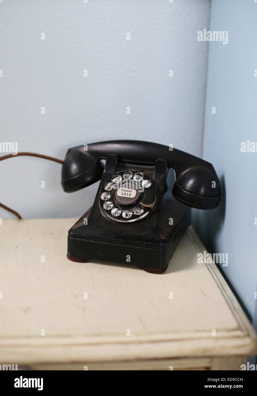 An old antique rotary dial telephone Stock Photo - Alamy