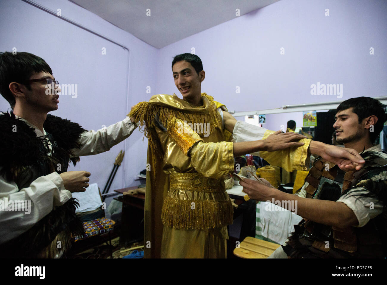 Actors changing in dressing room before "Instants of Eternity" show in ...