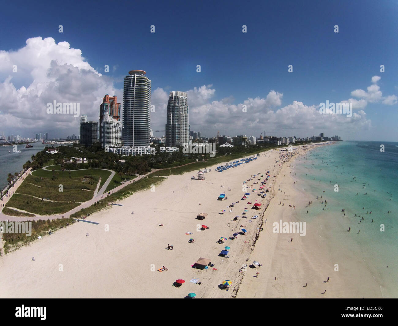 Aerial view of the southern tip of Miami Beach, Florida, USA Stock ...