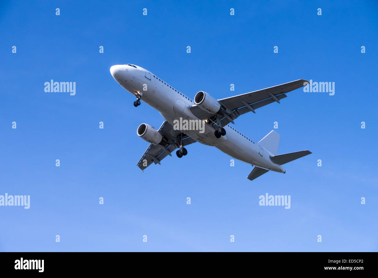 rising airplane in blue sky in summer Stock Photo - Alamy